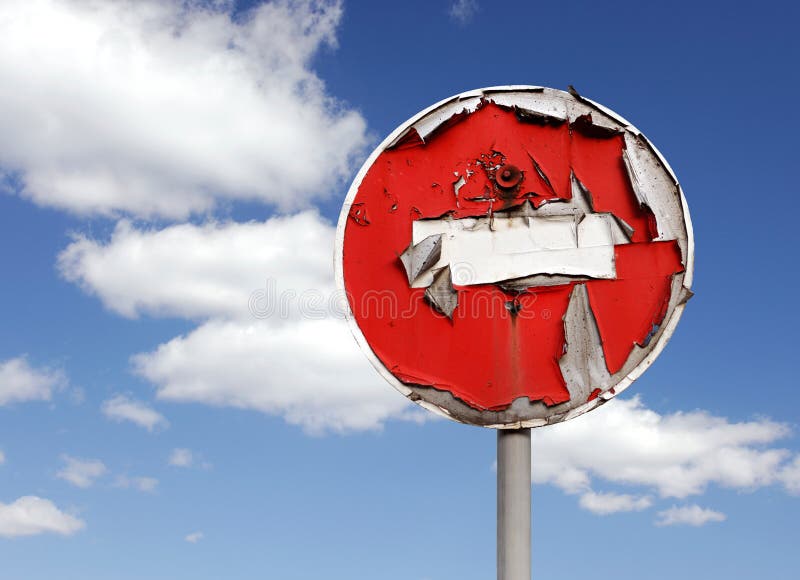 Old Red Stop Sign Over Blue Sky Background Stock Photos - Free ...