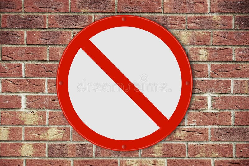 No Entry Sign on a Brick Wall Background Stock Image - Image of icon ...