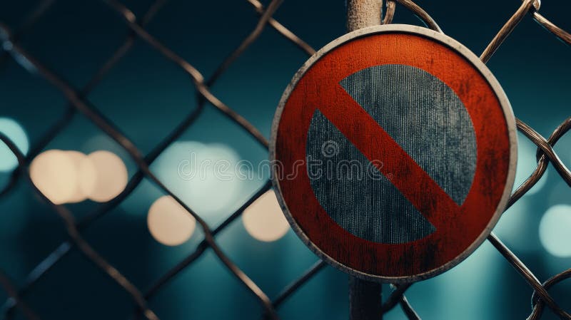 No Entry Sign on Chain Link Fence, Restricting Access, Enhancing ...