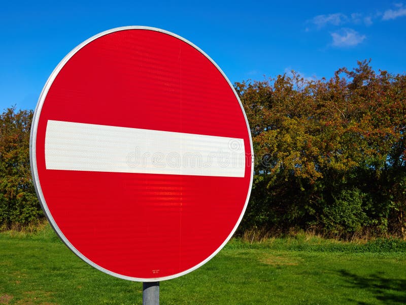 No Entry Sign with Clear Blue Sky Background Stock Image - Image of ...
