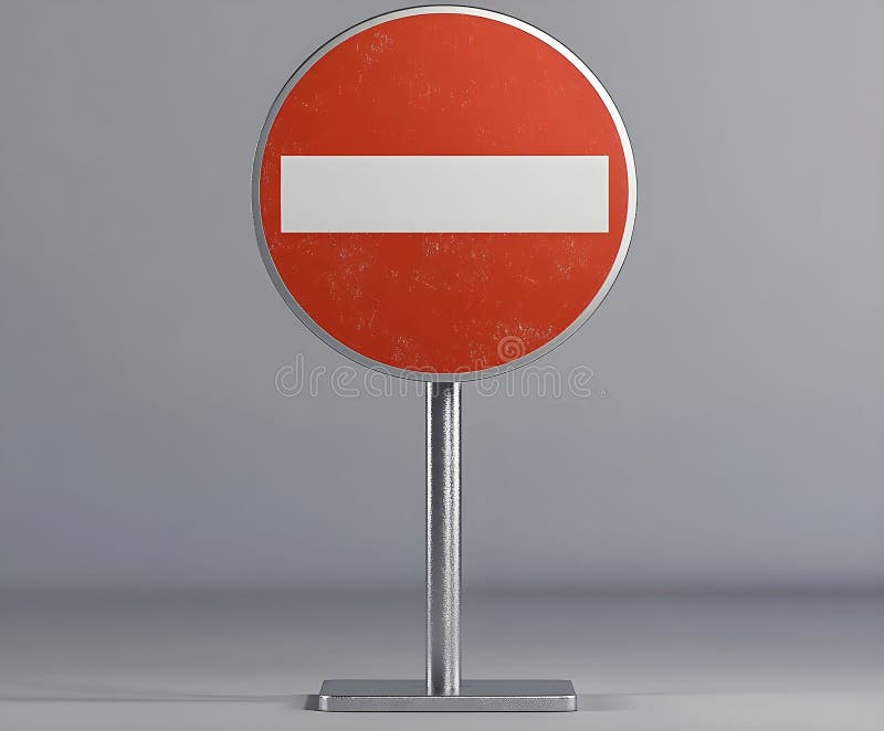 Red No Entry Sign Standing Upright on a Simple Gray Background Indoors ...