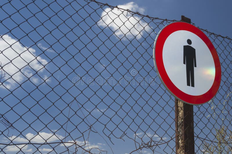 No Entry Sign on a Fence stock image. Image of passage - 76712633