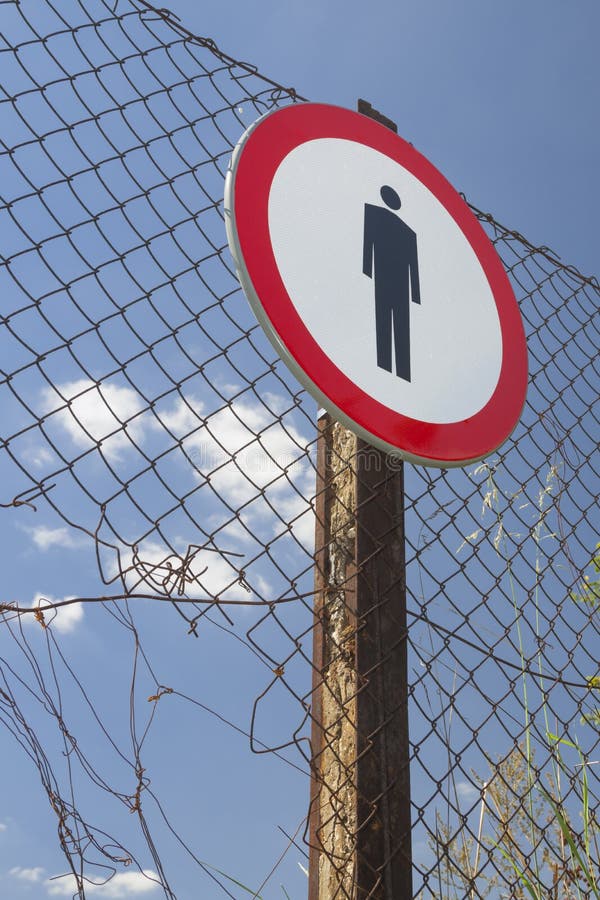 No Entry Sign on a Fence stock photo. Image of passage - 76712336