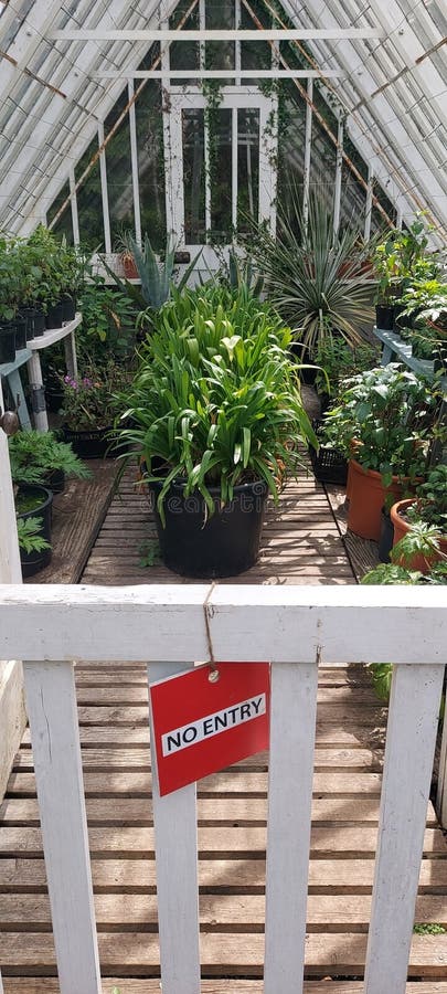 No Entry Sign on Garden Glasshouse. Stock Photo - Image of shut, sign ...