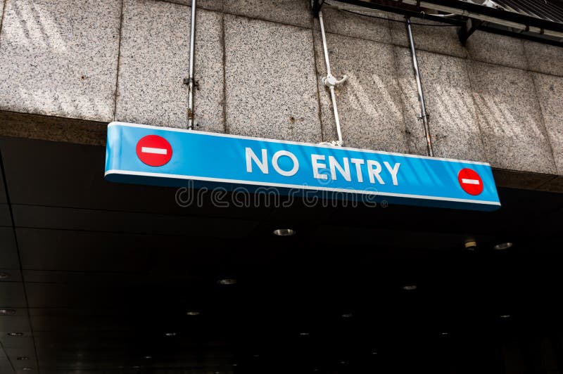 No Entry Sign Placed on Top of Corridor Office Building Stock Image ...