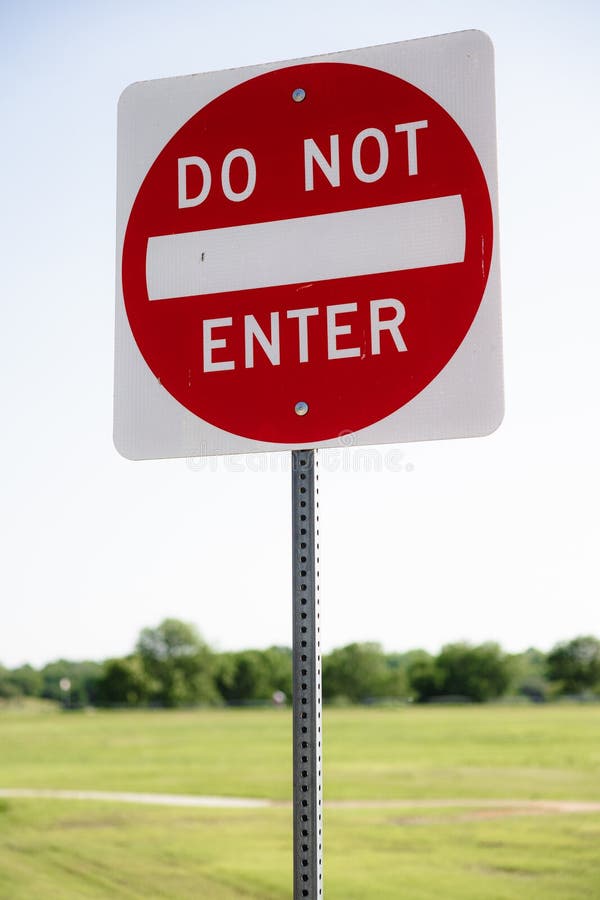 No Entry Sign on Post at Road-field Intersection Stock Image - Image of ...
