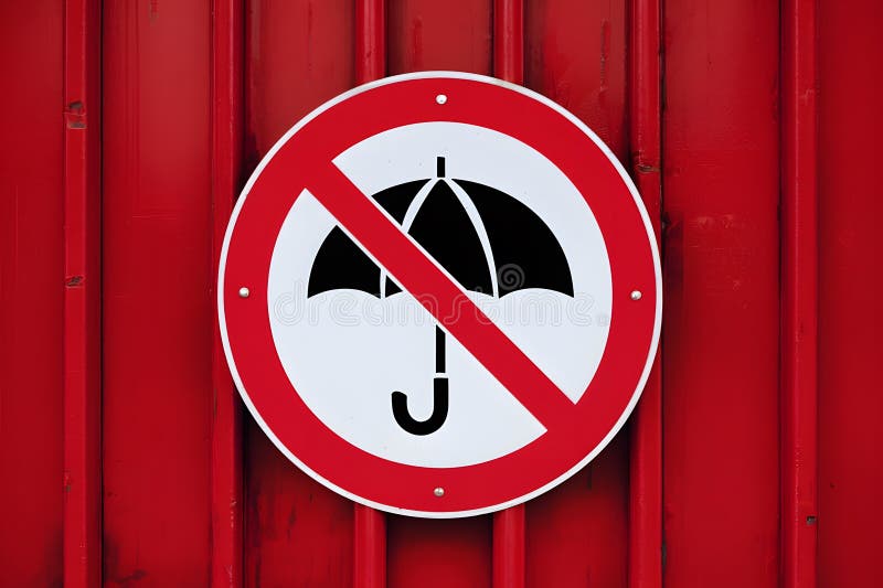 No Entry Sign Red Circle with Closed Umbrella, Restricting Access Stock ...