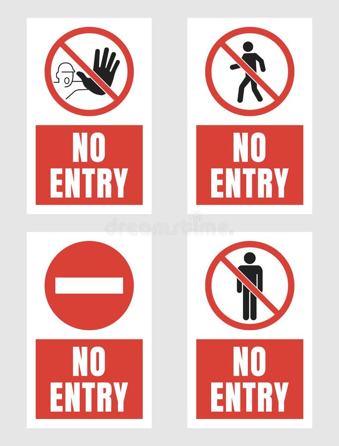 No Entry Sign Set, No Access Label Stock Vector - Illustration of exit ...