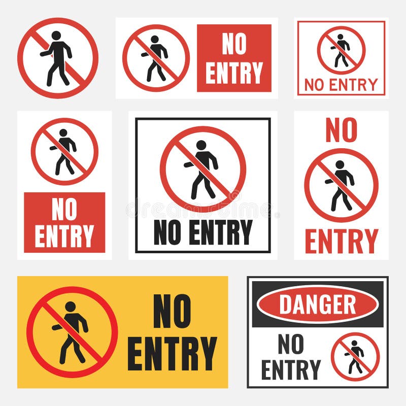 No Entry Icon Set, No People Sign, No Men and Women Stock Vector ...