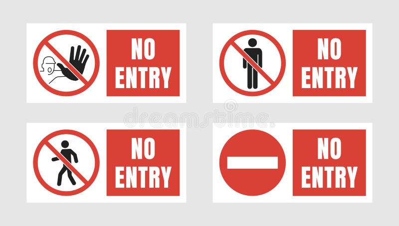 No Entry Sign Set, No People Allowed Labels and Stickers Stock Vector ...
