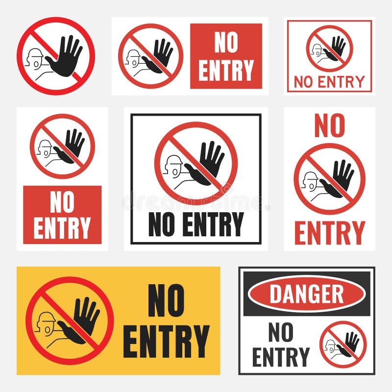 No Entry Sign Set, No People Allowed Labels and Stickers Stock Vector ...