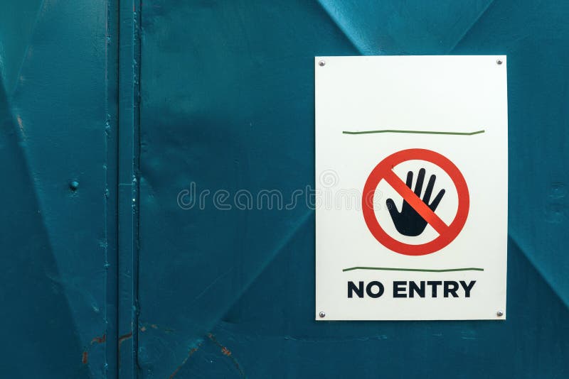 No Entry Sign with Stop Hand Gesture Stock Photo - Image of trespassing ...