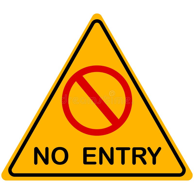 No Entry. Yellow Striped Line On Red Background. Warning Sign For ...