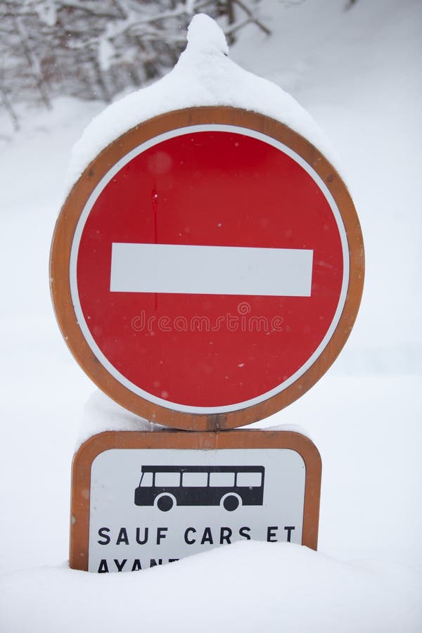No Entry Sign Winter stock image. Image of scenery, white - 28316645