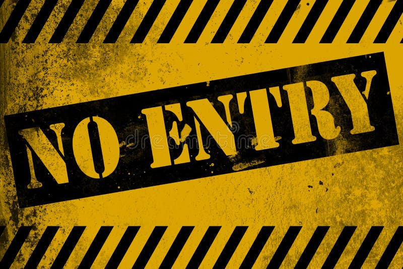 No Entry Sign Yellow with Stripes Stock Illustration - Illustration of ...