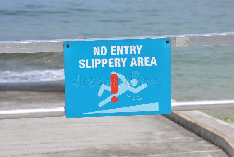 No Entry Slippery Area Sign Stock Illustration - Illustration of enter ...