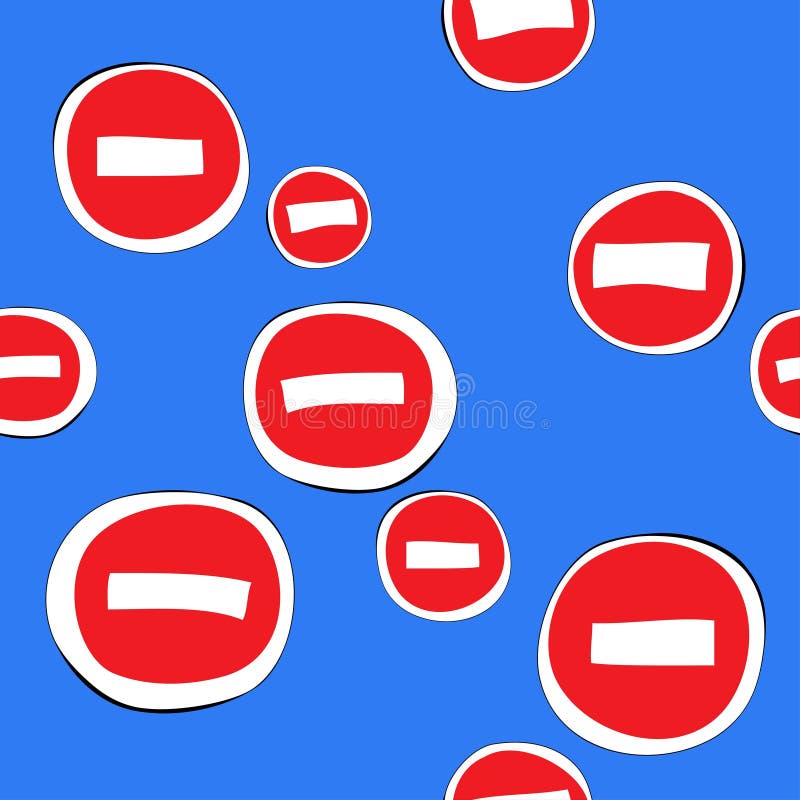 `No Entry` Traffic Sign Pattern Repeat Seamless on a Blue Background ...