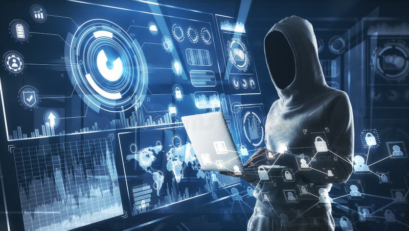 No Face Hacker and Cyberspace Illustration Stock Image - Image of ...