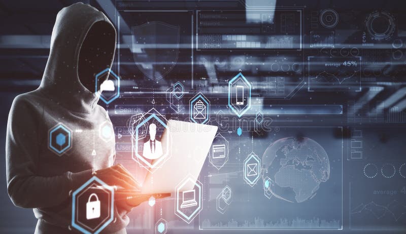 No Face Hacker and Digital Illustration Stock Photo - Image of global ...