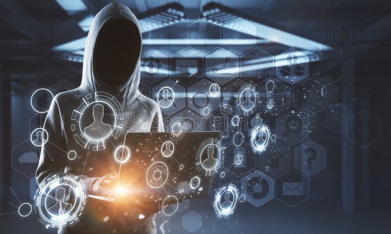 No Face Hacker at Digital Technology Interface Stock Image - Image of ...