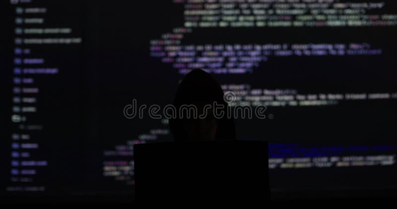 Hacker Laptop And Glitch Of Coding Language For Data Transfer Binary Code And Programming