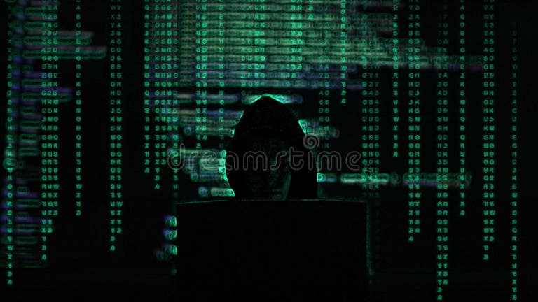 No Face Hacker with Laptop with Abstract Programming Code in the ...