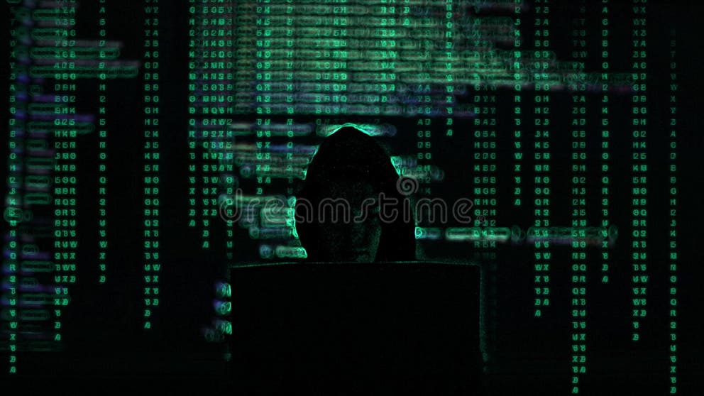 No Face Hacker with Laptop with Abstract Programming Code in the ...