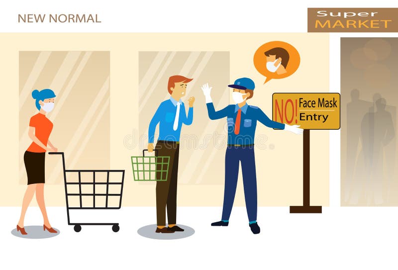 No Face Mask No Entry People with and without Face Mask Sign Stock ...