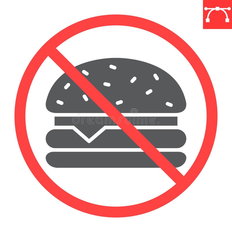 No Food Glyph Icon, Forbidden and Prohibited, No Food Sign, Vector ...