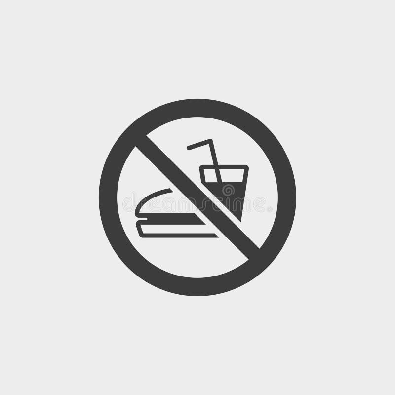 No Fast Food Icon in a Flat Design in Black Color. Vector Illustration ...