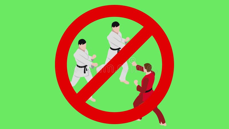 No Fighting, No Fighting Sign Close Up with a Green Screen Animation ...