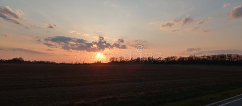 Unedited Beautiful Evening Country Sunset Stock Photo - Image of plain ...
