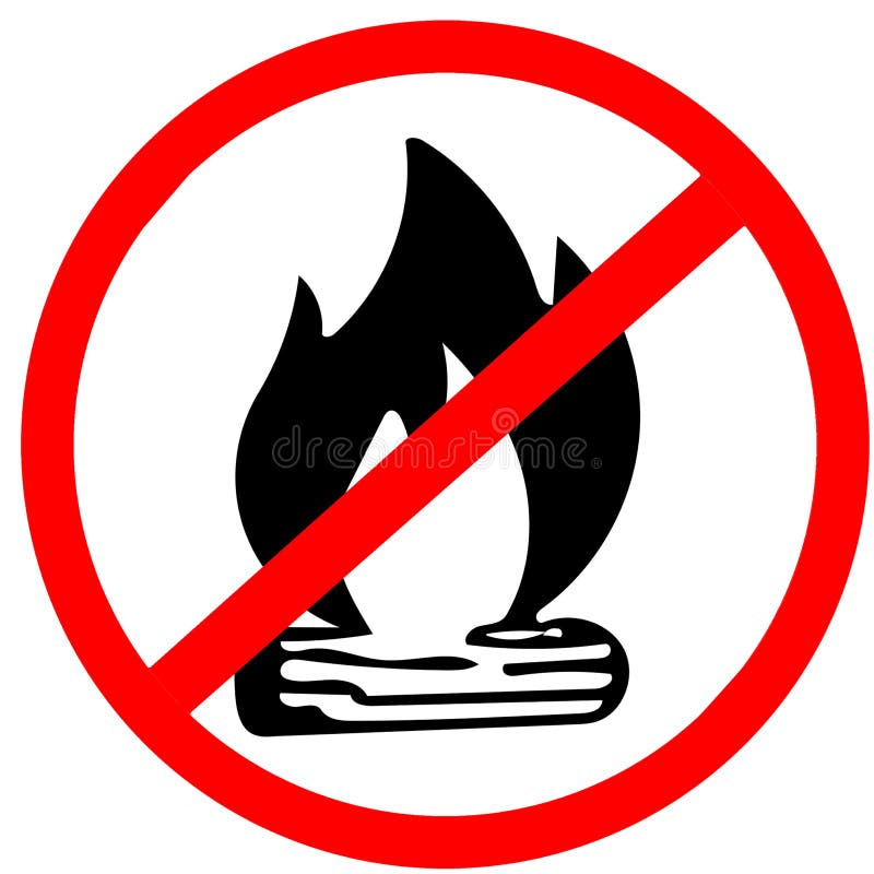 No Fire, No Campfire Fire Prohibited Red Circle Caution Road Sign ...