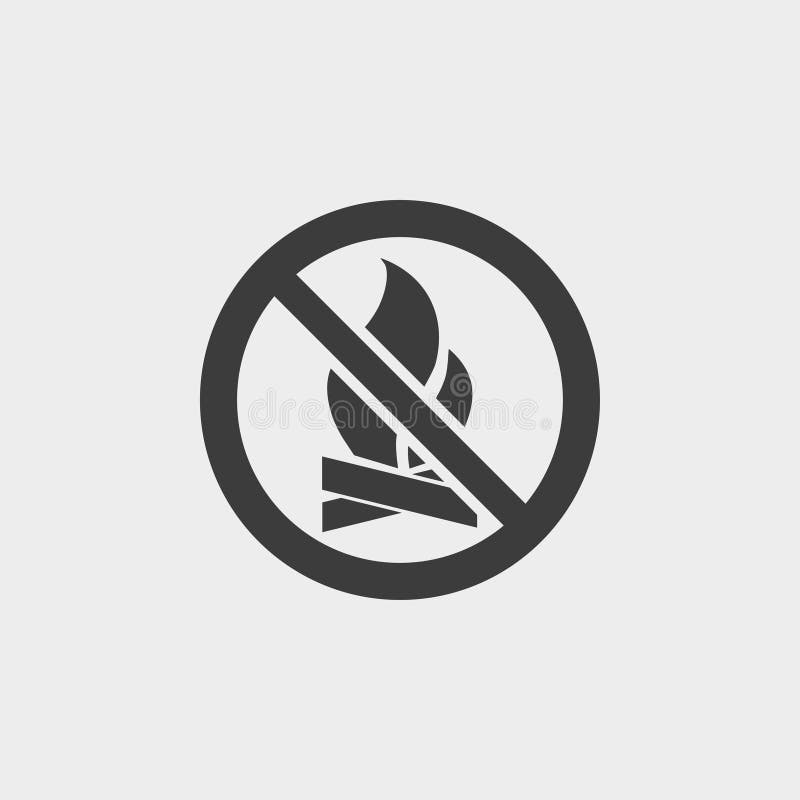 No Fire, Flame, Make Fire Prohibition Symbol For Sign Or Icon Vector In ...