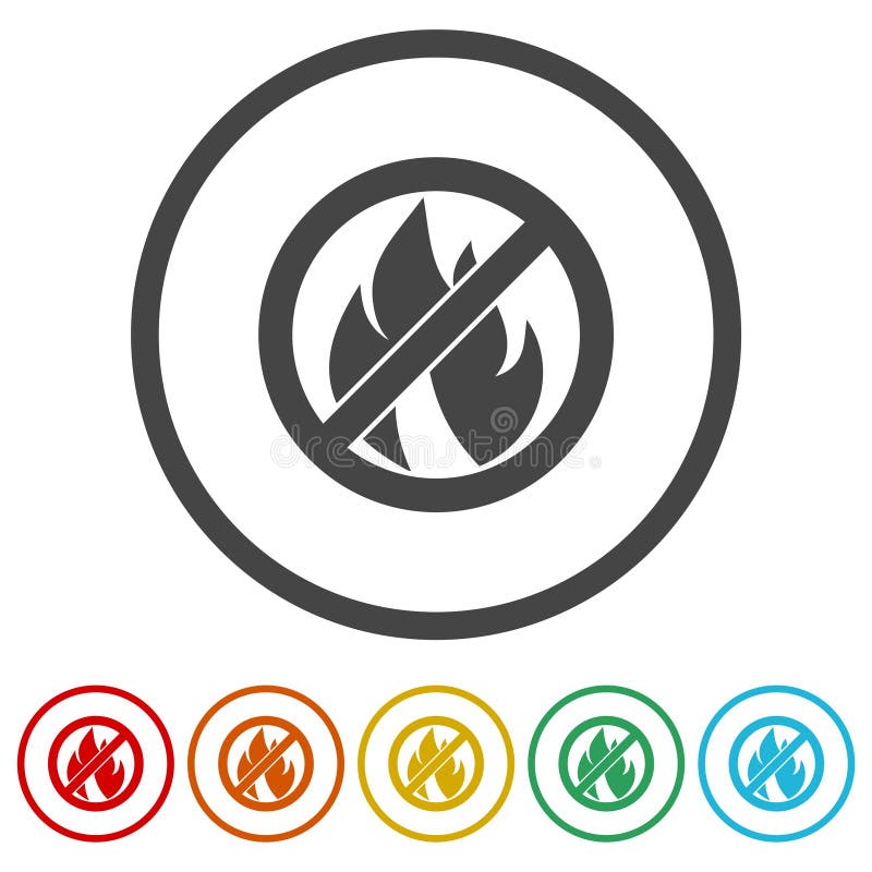No Fire Icon Isolated on White Background, Color Set Stock Vector ...