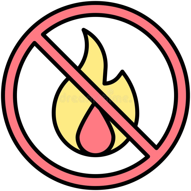 No Fire Icon, Prohibition Sign Vector Illustration Stock Vector ...