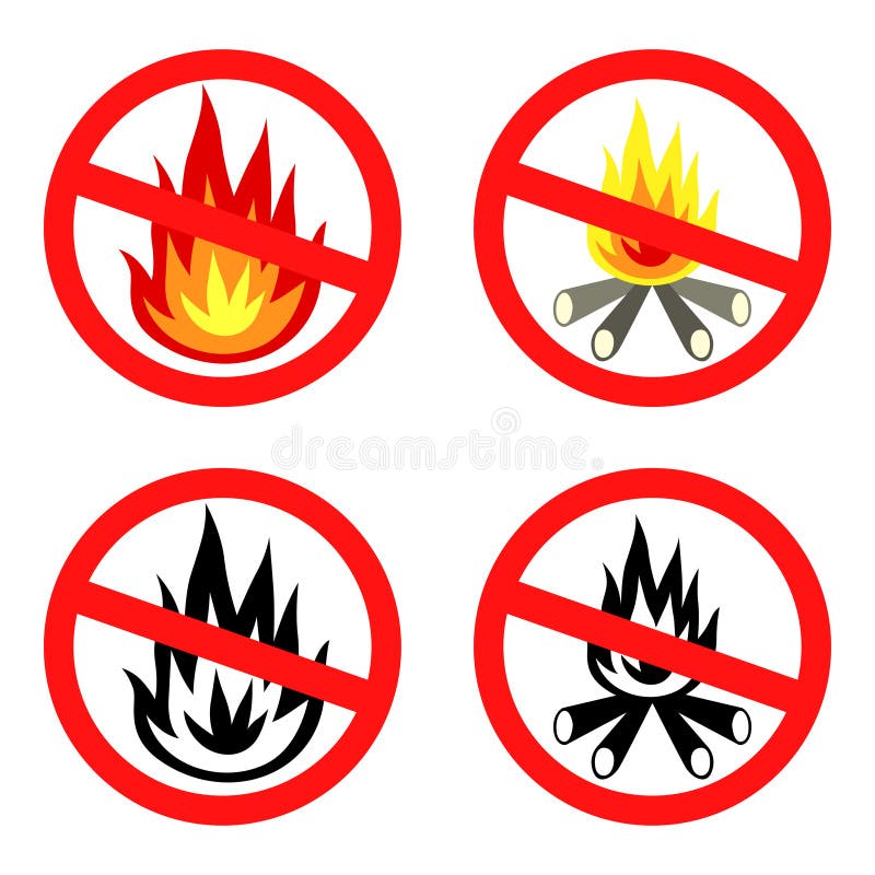 No fire icon set stock vector. Illustration of protection - 230747155