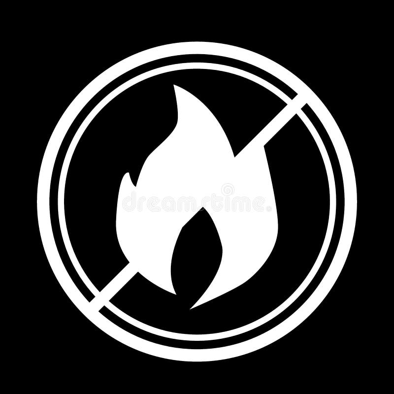 No Fire Line Icon. Vector Illustration Isolated on Black. Outline Style ...