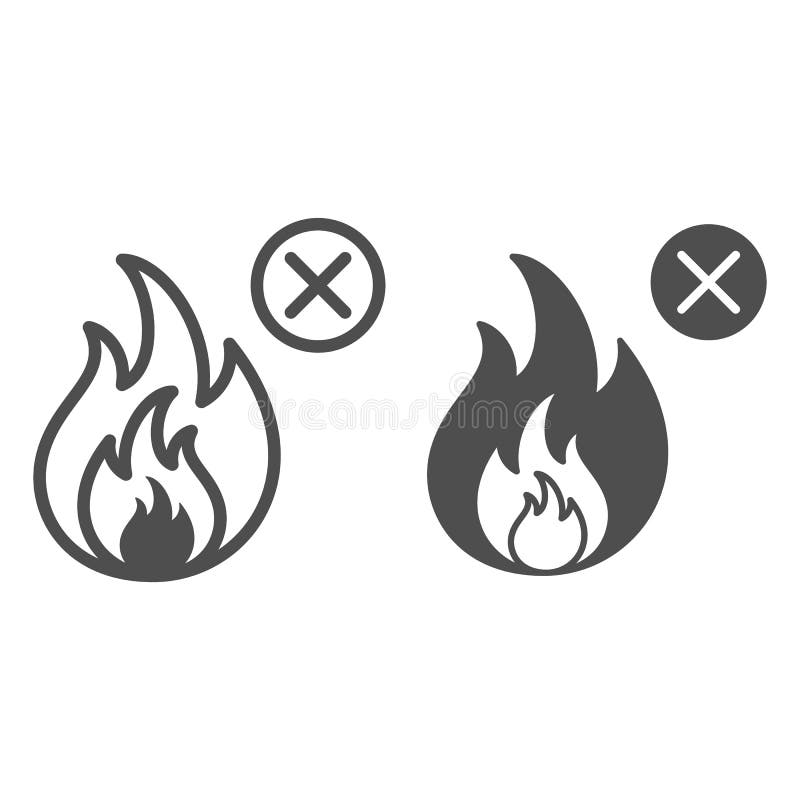 No Fire Line and Solid Icon, Safety Engineering Concept, Prohibition ...