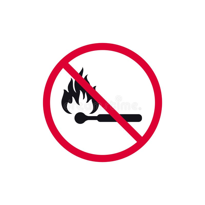 No Fire Match Prohibited Sign, Forbidden Modern Round Sticker, Vector ...