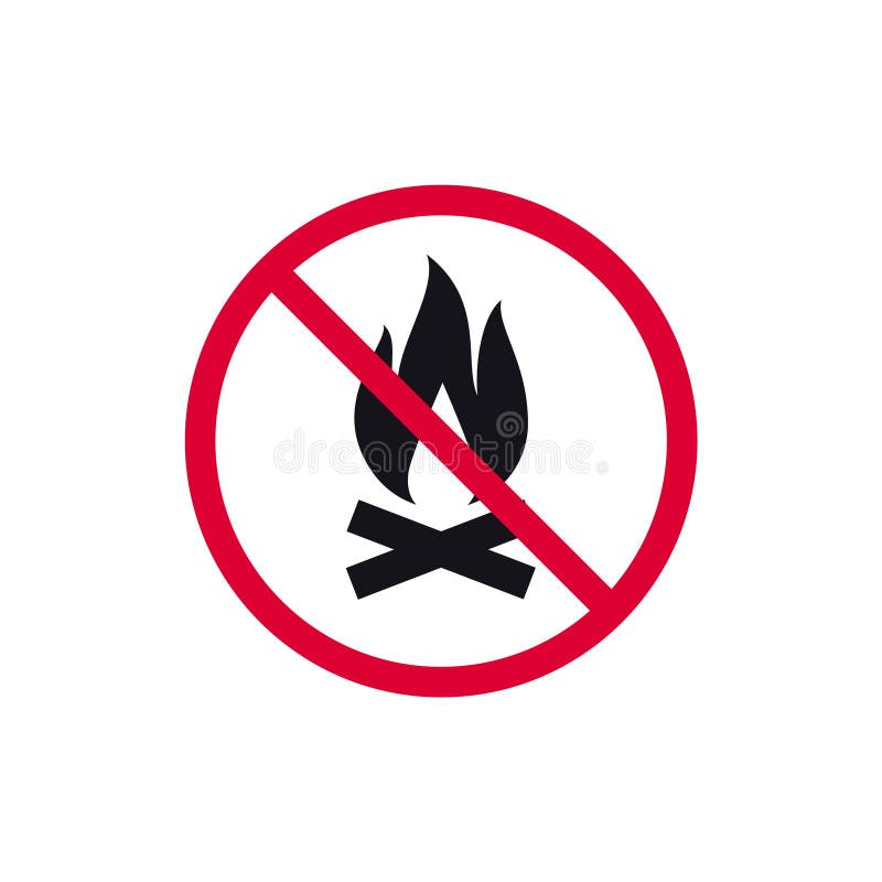 No Fire Prohibited Sign, Forbidden Modern Round Sticker, Vector ...