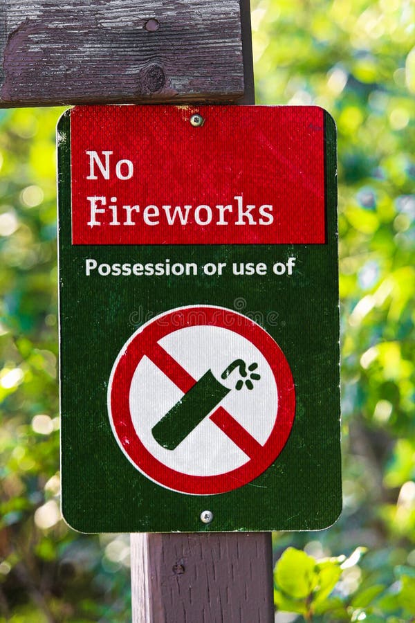 A No Fireworks Allowed in Provincial Parks Sign Stock Photo - Image of ...