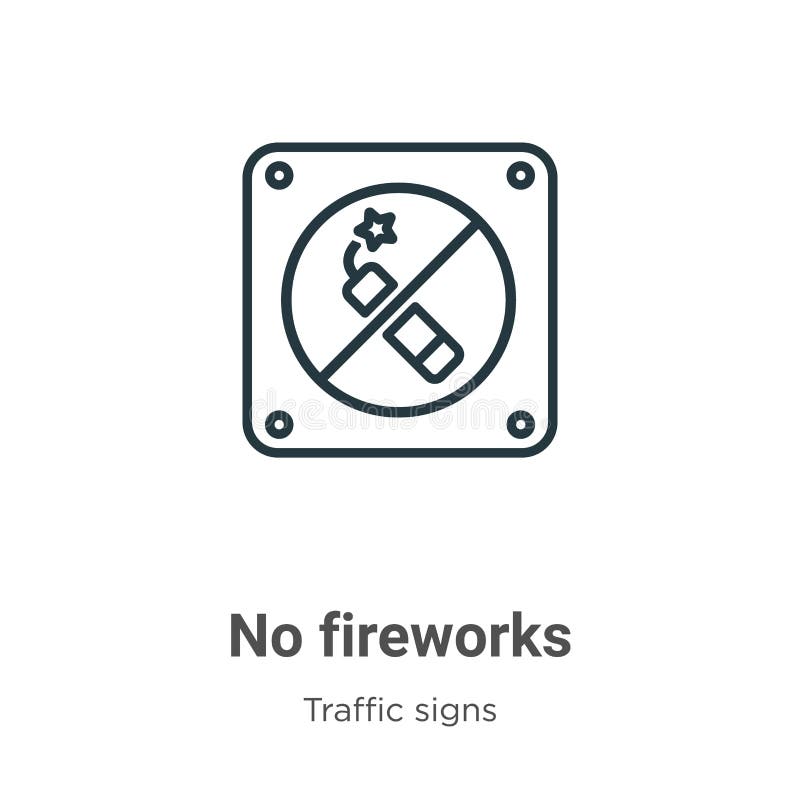 No Fireworks Outline Icon. Isolated Line Vector Illustration from ...