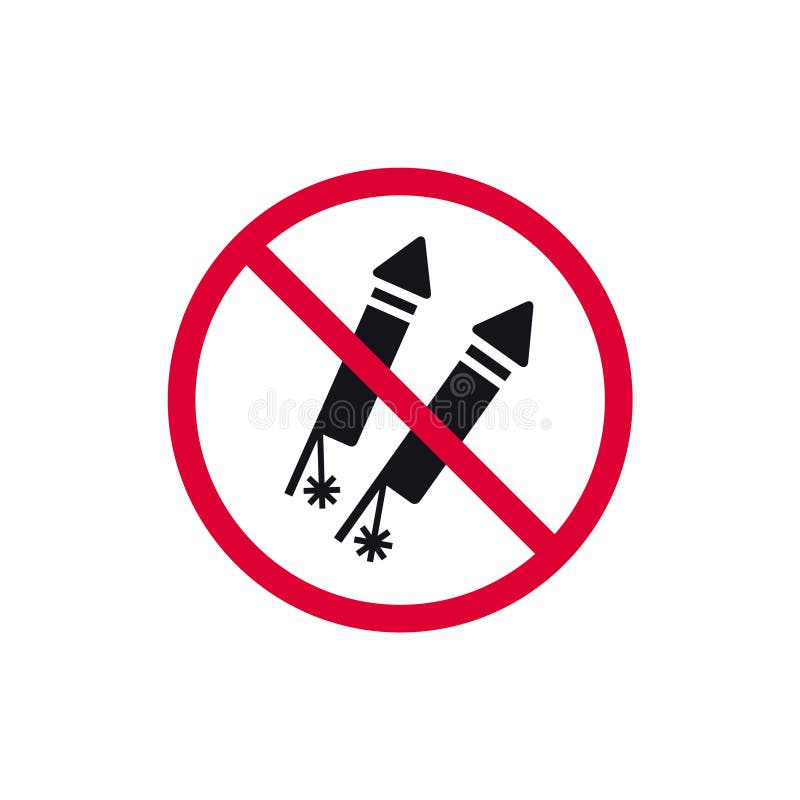 No Fireworks Prohibited Sign, Forbidden Firecrackers Symbol, Vector ...