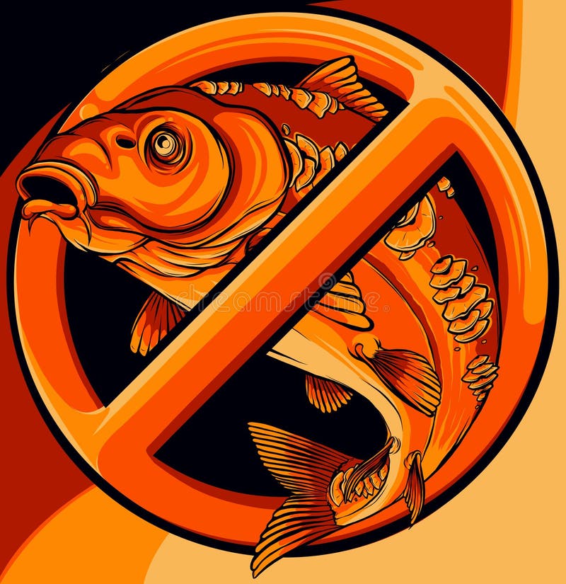 Vector No Fish Forbidden Sign Symbol on White Background. Stock Illustration - Illustration of ...