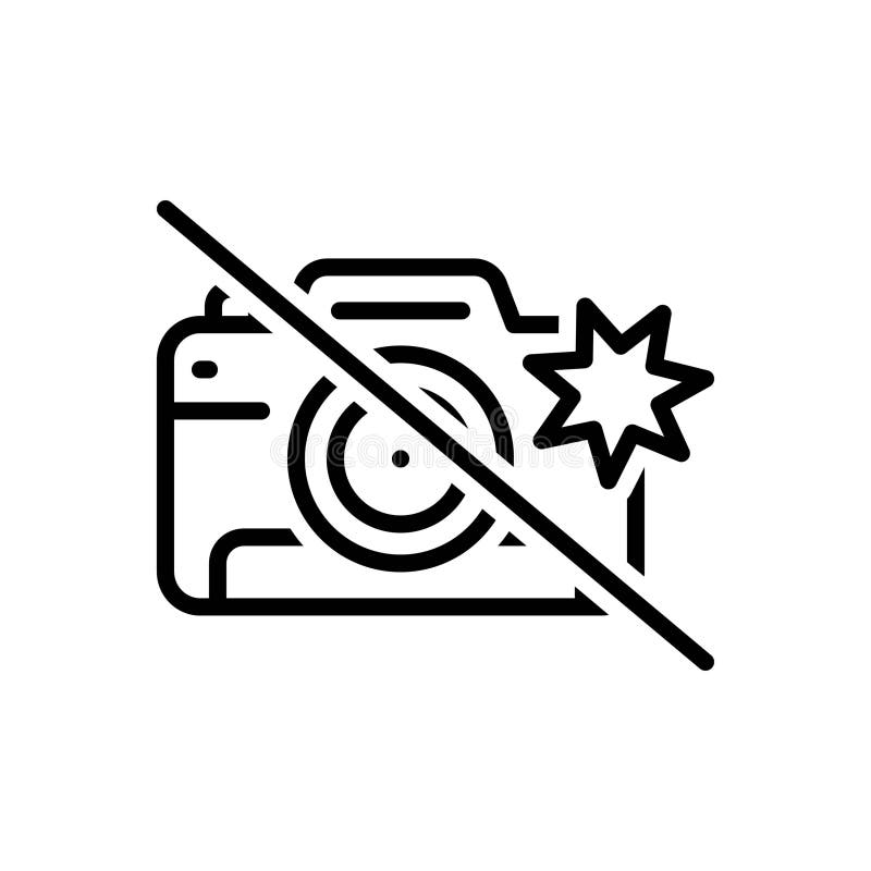 Black Line Icon for No Flash, Flash Light and Camera Stock Vector ...