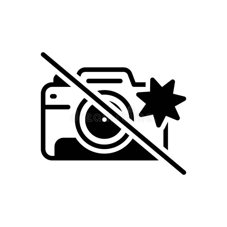 Black Solid Icon for No Flash, Flash Light and Picture Stock ...