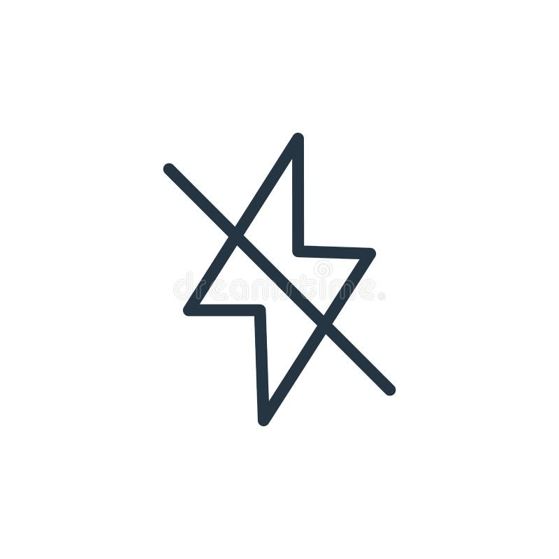 No Flash Vector Icon Isolated on White Background. Outline, Thin Line ...