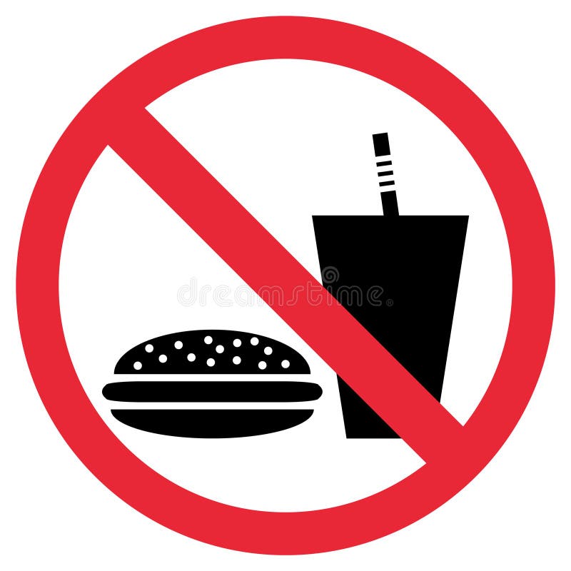 No Food and Drink Allowed - Red Round Forbidden Sign or Button Stock ...