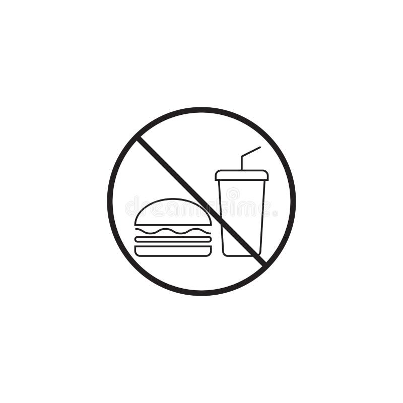 No Food Line Icon, Forbidden and Prohibited, No Food Sign, Vector ...